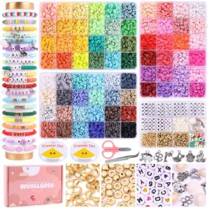 15130pcs clay beads for bracelet making kit, 72 colors polymer flat heishi beads for jewelry making with charms, friendship bracelet kit with letter beads for adults, 4 boxes