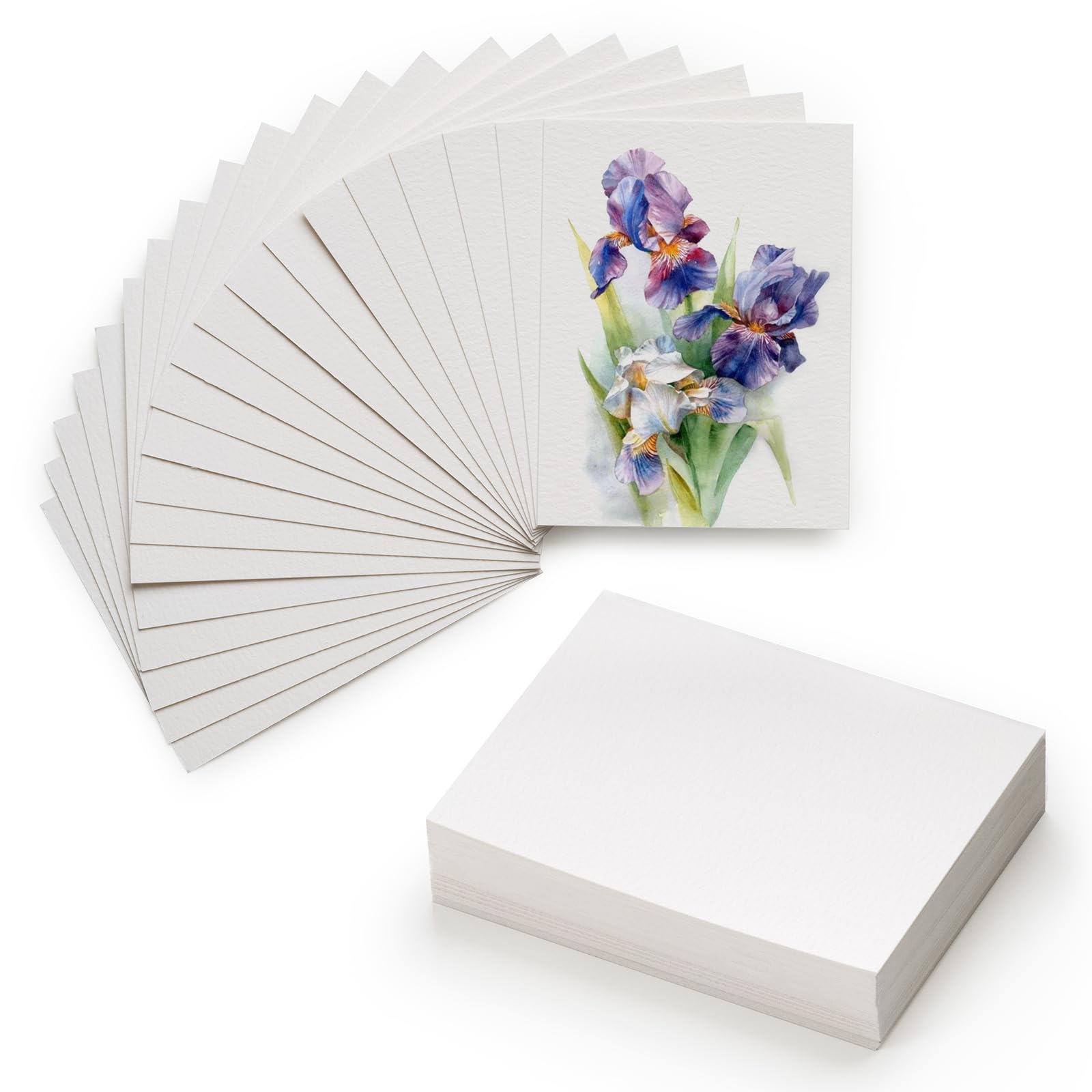 MEEDEN 4" x 3" Blank Watercolor Paper Cards, 5 Pcs Cold Press Mini Watercolor Paper Bulk, 100% Cotton Watercolor Paper Postcards for Adults & Students (140lb/300gsm), 5×10 Sheets