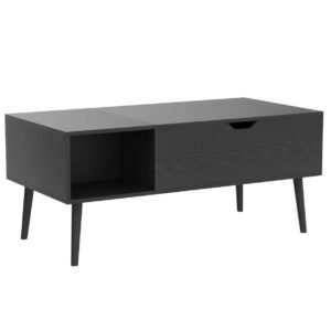 OLIXIS Modern Lift Top Coffee Table Wooden Furniture with Storage Shelf and Hidden Compartment for Living Room Office, Black