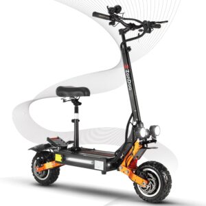 electric scooter adults 56mph 60miles range, zondoo zo01 plus 60v 6000w dual motors,11 inch off road fat tires, c-shape dual suspensions,all terrain e scooter with seat for heavy adults