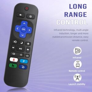 JNGKE Roku Replacement Remote Control Only for Roku TV, for TCL Roku/Hisense Roku/Onn Roku/RCA Roku/Sharp Roku ect, with Netx/Disn+/Prime Vid/Hu Buttons【Not for Roku Stick & Box & Player】