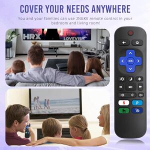 JNGKE Roku Replacement Remote Control Only for Roku TV, for TCL Roku/Hisense Roku/Onn Roku/RCA Roku/Sharp Roku ect, with Netx/Disn+/Prime Vid/Hu Buttons【Not for Roku Stick & Box & Player】