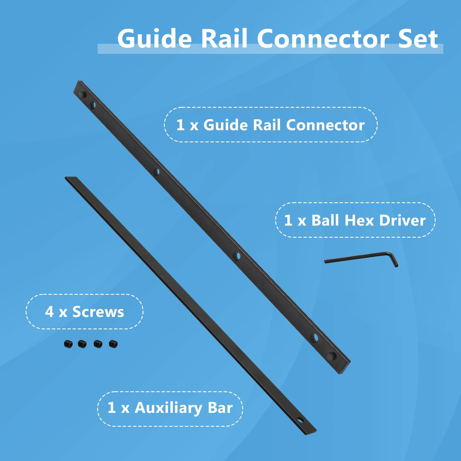 P-45777 Guide Rail Connector Kit Replacement for Makita 194368-5 55" Guide Rail Track Saw Long Cuts Compatible with DeWalt Track Saw Guide Fit for Festool and More Brand Cutting Track Accessories