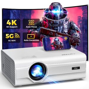 [auto focus/keystone] projector with wifi 6 and bluetooth 5.2, 600 ansi native 1080p 4k supported, agreago outdoor projector with screen, movie projector compatible with hdmi/usb/tv stick