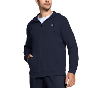 veboon mens lightweight track jackets sports runing sweatshirts fashion full zip hoodies gym big and tall coat with pocket navy