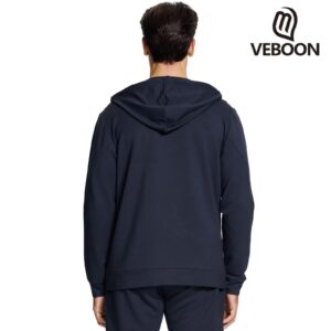 VEBOON Mens Lightweight Track Jackets Sports Runing Sweatshirts Fashion Full Zip Hoodies Gym Big and Tall Coat with Pocket Navy