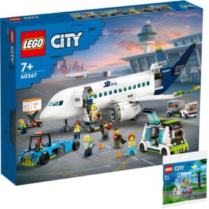 brickcomplete lego city 60367 passenger plane & 30639 dog park and scooter set of 2