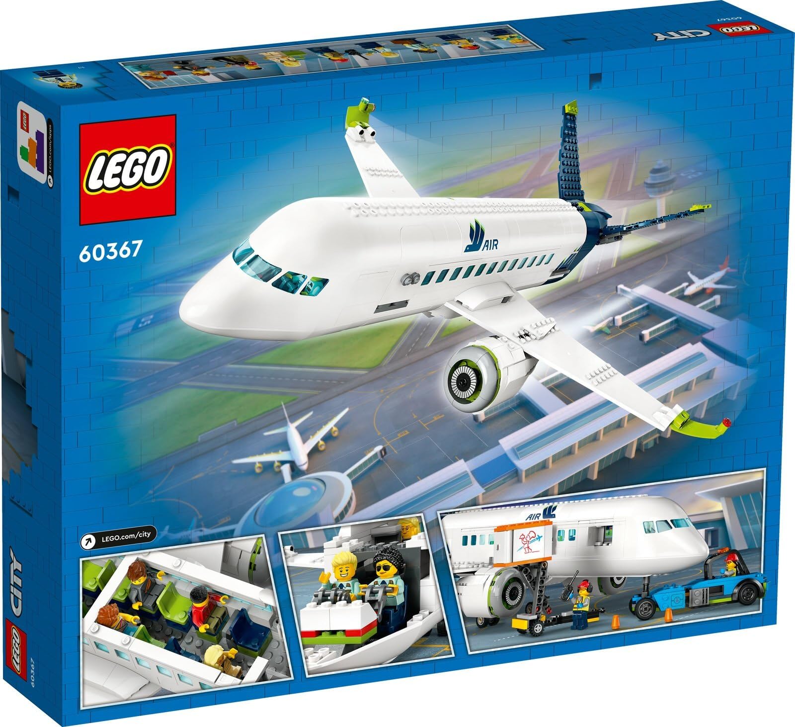 BRICKCOMPLETE Lego City 60367 Passenger Plane & 30639 Dog Park and Scooter Set of 2