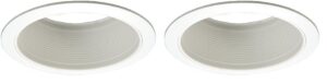 halo e26 series 6 in. white recessed ceiling light fixture trim with white straight side metal baffle (pack of 2)