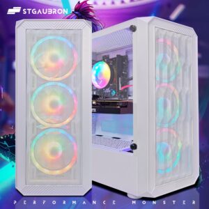 STGAubron Gaming Desktop PC, Intel Core i7-6700 up to 4.0G, 32G DDR4, 1T SSD, GeForce RTX 3060 Ti 8G GDDR6, 600M WiFi, BT 5.0, RGB Fan x 4, RGB Keyboard & Mouse & Mouse Pad, RGB BT Sound Bar, W10H64