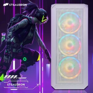 STGAubron Gaming Desktop PC, Intel Core i7-6700 up to 4.0G, 32G DDR4, 1T SSD, GeForce RTX 3060 Ti 8G GDDR6, 600M WiFi, BT 5.0, RGB Fan x 4, RGB Keyboard & Mouse & Mouse Pad, RGB BT Sound Bar, W10H64