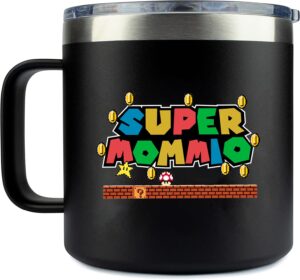 yaco store 14oz mug- super mommio | gifts for mom for christmas mom birthday gift - mom gifts from daughter son - birthday gifts for mom - mom to be gifts - best mom ever gifts -new mom gifts