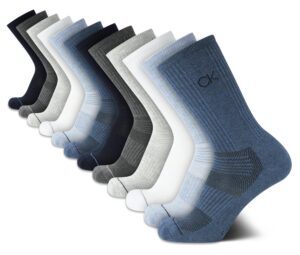 calvin klein socks - cushioned mid-calf athletic performance crew sock (12 pack), size 7-12, blue assorted