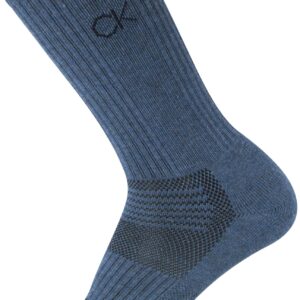 Calvin Klein Socks - Cushioned Mid-Calf Athletic Performance Crew Sock (12 Pack), Size 7-12, Blue Assorted