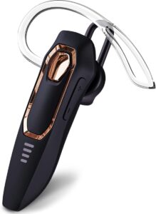 sellwell bluetooth earpiece, 30h talking time wireless headset, enc noise canceling with mic hands-free bluetooth headset, call reminder function for driving/business/office/conference phone, gold