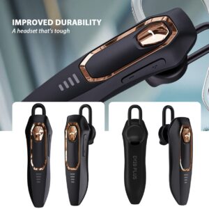 Sellwell Bluetooth Earpiece, 30H Talking Time Wireless Headset, ENC Noise Canceling with Mic Hands-Free Bluetooth Headset, Call Reminder Function for Driving/Business/Office/Conference Phone, Gold