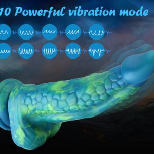 Wildolo Vibrator App Dildo 9.6'' Monster Color Silicone Dildo Realistic Adult Toy Fantasy Strong Suction Cup Dildo,Green,A43-M