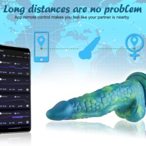 Wildolo Vibrator App Dildo 9.6'' Monster Color Silicone Dildo Realistic Adult Toy Fantasy Strong Suction Cup Dildo,Green,A43-M