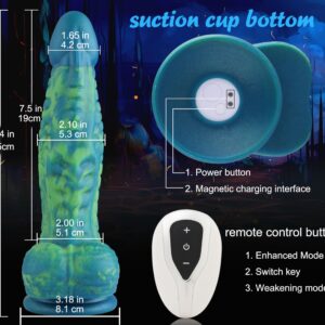 Wildolo Vibrator App Dildo 9.6'' Monster Color Silicone Dildo Realistic Adult Toy Fantasy Strong Suction Cup Dildo,Green,A43-M