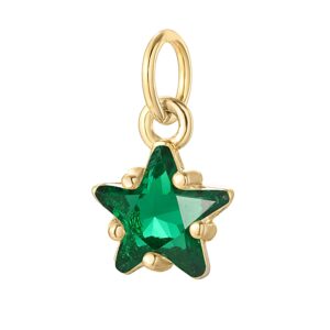 sterling silver yellow gold plating tsavorite handmade star charm pendant, silver star bracelet charm, handmade silver tsavorite star charm pendant jewelry