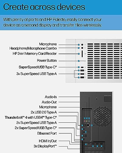 HP Envy Desktop Bundle PC, NVIDIA GeForce RTX 3070 Graphics,12th Generation Intel Core i9 Processor, 64 GB SDRAM, 2 TB SSD, Windows 11 Home OS, Wi-Fi & Bluetooth