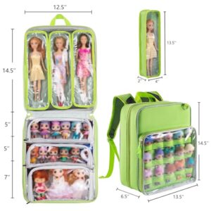 SFYBYHEART Doll Backpack - Doll Storage Organizer - Carrying Case Compatible with LOL Surprise Doll - Doll Organizer Storage Bag for LOL Dolls and Accessories with 6 Clear Window Pockets (Bag Only)