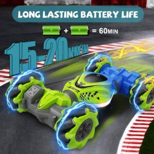 TIOYOTY Gesture Sensing RC Stunt Car with Lights Music, 4WD High Speed Gesture RC Car, 2.4Ghz Remote Control Watch Sensor 360° Rotating Drift, Ages 6-13 Kids Boys Girls Birthday Gift