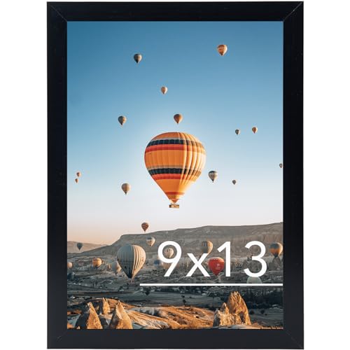 JCJMY 9x13 Picture Frame Black for Wall Hanging, Wall Mounting Horizontally or Vertically, 9 x 13 Wall Gallery Poster Photo Frame with Shatter Resistant Plexiglass, Black