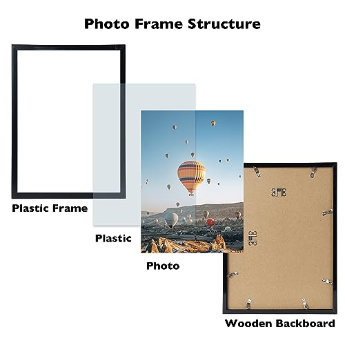 JCJMY 9x13 Picture Frame Black for Wall Hanging, Wall Mounting Horizontally or Vertically, 9 x 13 Wall Gallery Poster Photo Frame with Shatter Resistant Plexiglass, Black