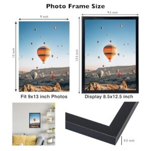 JCJMY 9x13 Picture Frame Black for Wall Hanging, Wall Mounting Horizontally or Vertically, 9 x 13 Wall Gallery Poster Photo Frame with Shatter Resistant Plexiglass, Black