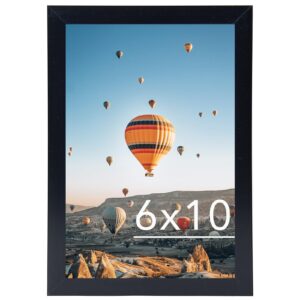 jcjmy 6x10 picture frame black for wall hanging or tabletop, wall mounting horizontally or vertically, 6 x 10 wall gallery poster photo frame with shatter resistant plexiglass, black