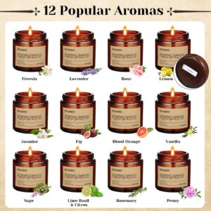 12 Pack Scented Candles Gifts for Women Aromatherapy Candle Bulk Soy Candles Thanksgiving Christmas Gift Amber Jar Candles for Thank You Gifts Birthday Holiday Present Stress Relief Home(Brown)