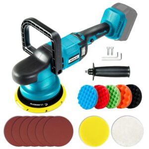 cordless car polisher, 6 speeds brushless motor handle car waxer with 150mm work disk, compatible with makita 18v batteries (battery not included)