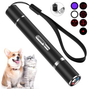 cowjag laser pointer, cat laser toy, long range 7 modes lazer projection playpen for indoor, dog and kitten outdoor pet chaser tease stick training exercise, usb recharge