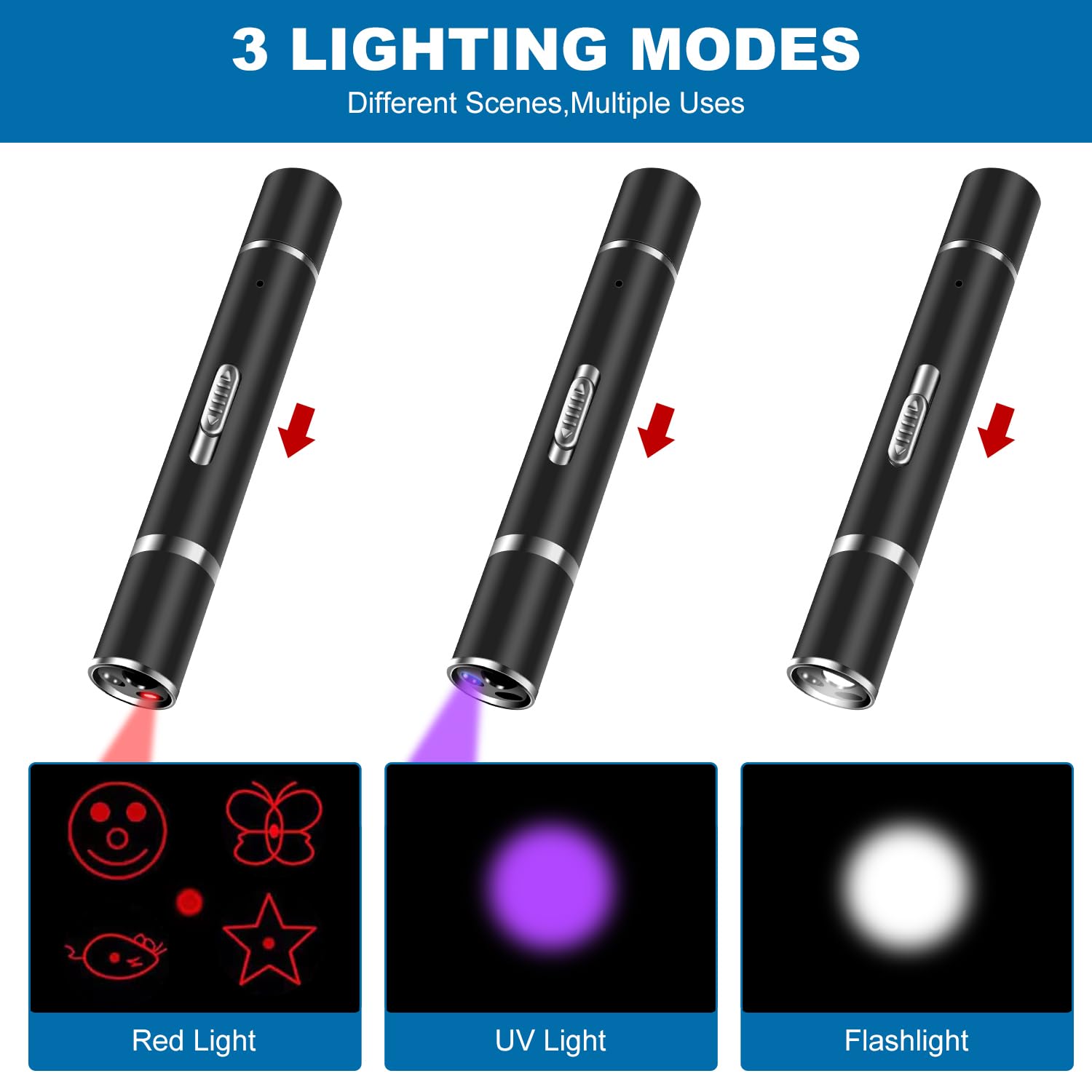 Cowjag Laser Pointer, Cat Laser Toy, Long Range 7 Modes Lazer Projection Playpen for Indoor, Dog and Kitten Outdoor Pet Chaser Tease Stick Training Exercise, USB Recharge