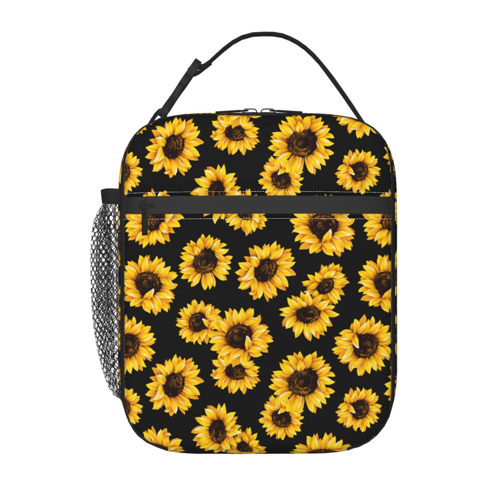 Durable Insulated Lunch Box, Reusable Adults Lunch Bag For Men And Women, Perfect For Work Picnics, Sunflower