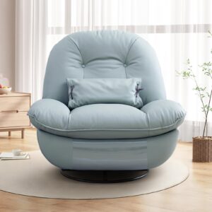 coosleep oversized power swivel recliner chair rocker with 43.5'' oversized sitting width and 270° swivel,360° surround sound and breathing lighting,comes with a 3-in-1 pillow, 380 lbs capacity(blue)