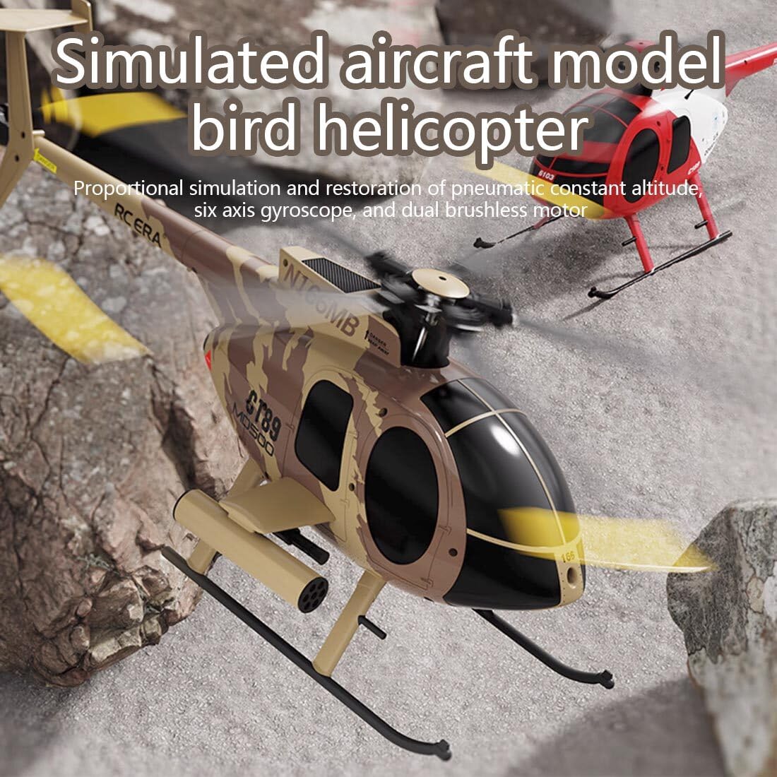 Newcomer MD500 C189 RC Helicopter, Aircraft Model 1/28 2.4G 4CH Single-Rotor Helicopter Model, Remote Helicopter Toys for Boys and Girls (RTF Version/Camo)