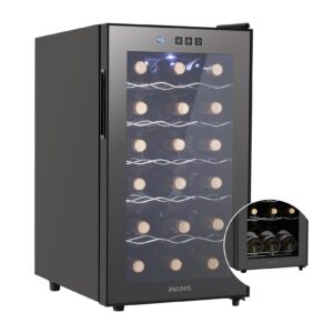 jinjunye 15-18 bottle wine fridge, wine cooler with temperature control, wine refrigerator glass door for red white wine, champagne, sparking, beer, gift for wine lover