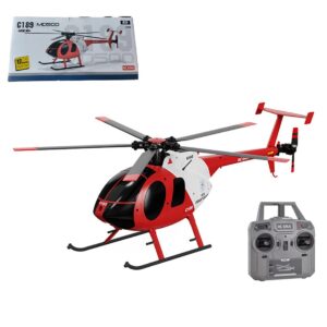 newcomer md500 c189 rc helicopter, aircraft model 1/28 2.4g 4ch single-rotor helicopter model, remote helicopter toys for boys and girls (rtf version/red and white)