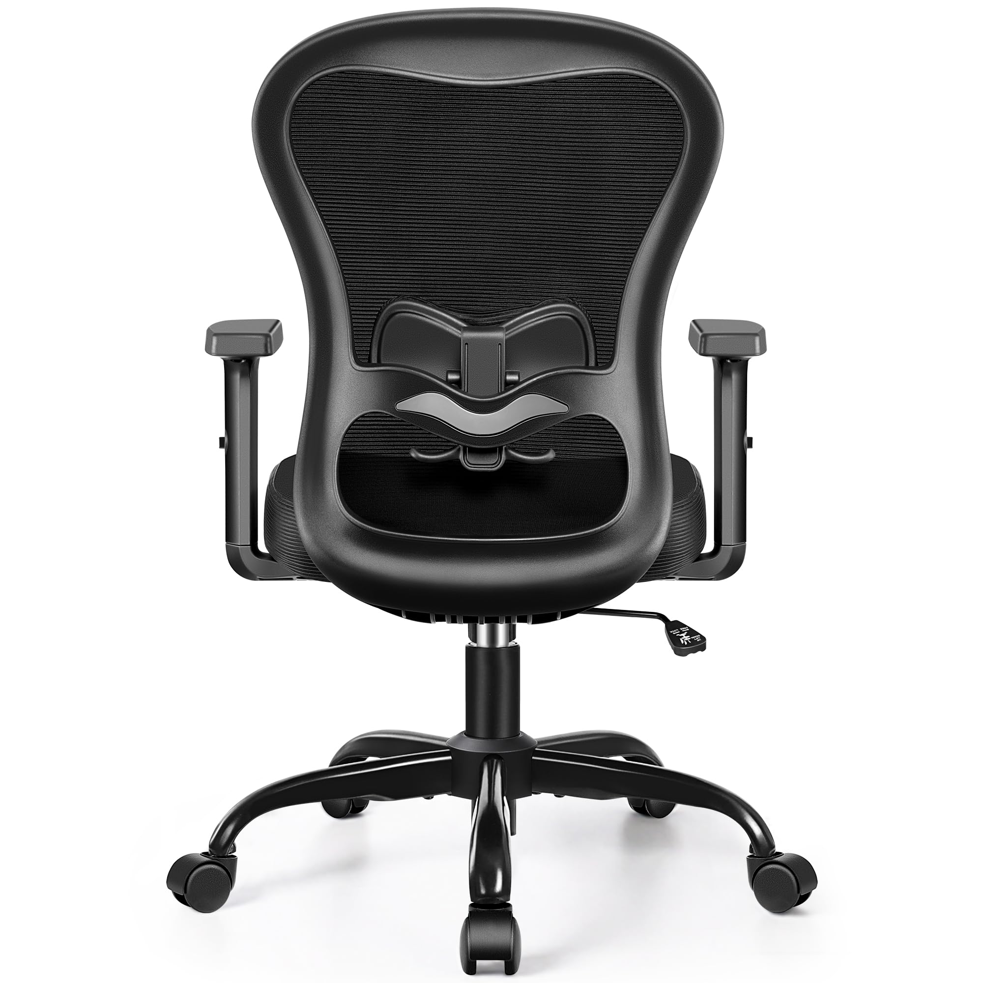 Primy Office Chair Ergonomic Computer Desk Chair, High Back Breathable Mesh Chair with Adjustable Lumbar Support 2D Armrests, Executive Rolling Swivel Comfy Task Chair with Wheels for Home Work Gaming