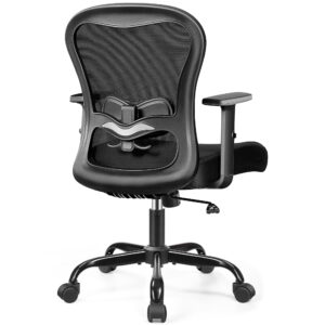 Primy Office Chair Ergonomic Computer Desk Chair, High Back Breathable Mesh Chair with Adjustable Lumbar Support 2D Armrests, Executive Rolling Swivel Comfy Task Chair with Wheels for Home Work Gaming