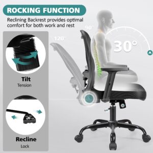 Primy Office Chair Ergonomic Computer Desk Chair, High Back Breathable Mesh Chair with Adjustable Lumbar Support 2D Armrests, Executive Rolling Swivel Comfy Task Chair with Wheels for Home Work Gaming