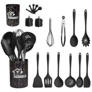 kitchen utensils set, 18pcs silicone cooking utensils set, kitchen gadgets tools set for nonstick cookware dishwasher safe heat resistant apartment home & kitchen must haves