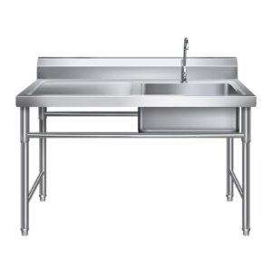 karfer kitchen sink, freestanding stainless steel sink, commercial restaurant sink with faucet and drainboard for cafe, bar, hotel, garage, laundry room (size : left platform)