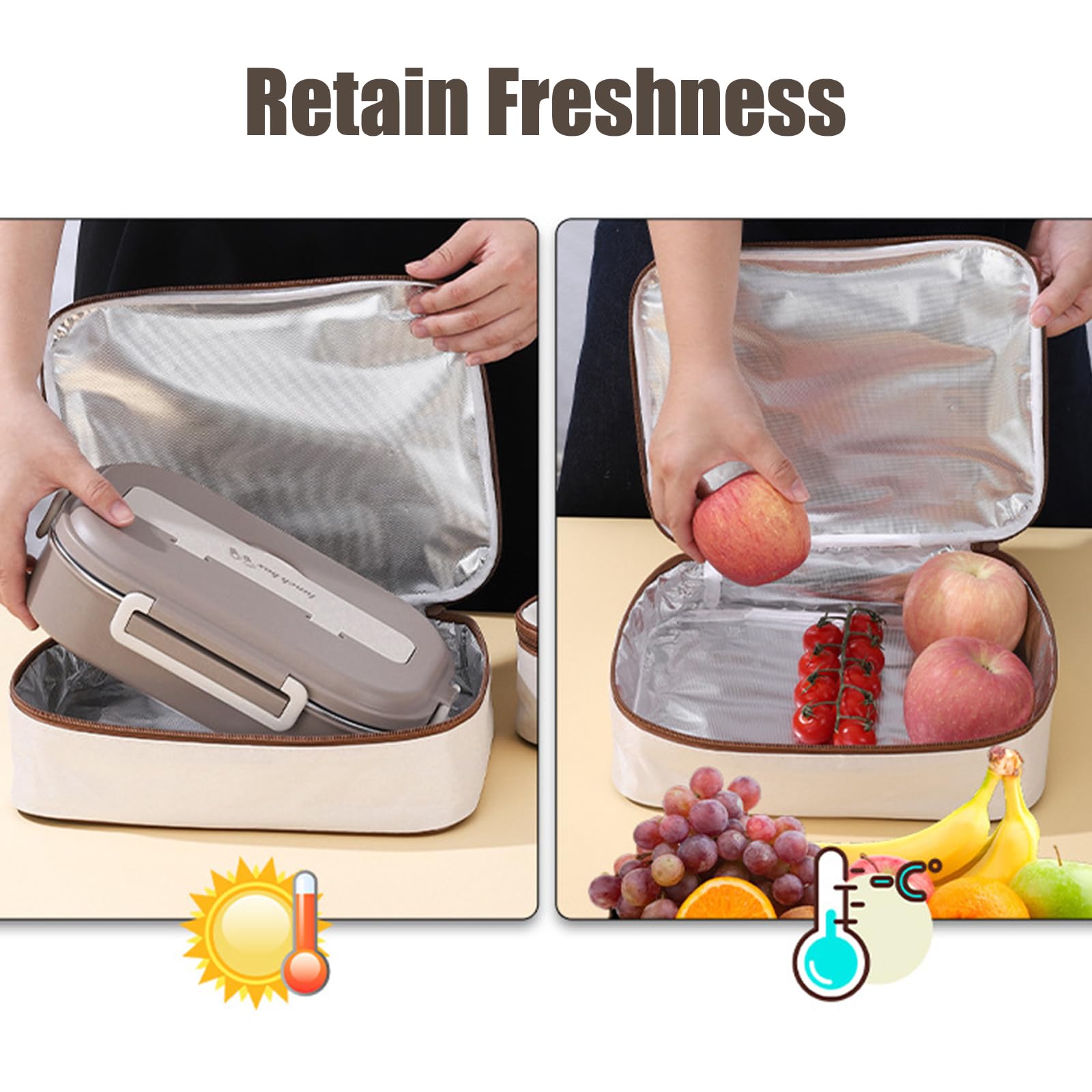 ACUDUDOMA Medium Lunch Bag, Insulated Lunch Box for Men Women, Portable Lunch Box, Reusable Lunch Bag, Snack Container Portable Cooler Bags