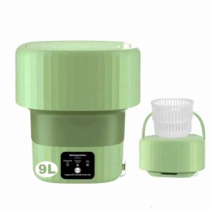 portable washing machine, 9l large capacity, foldable washing machine suitable for washing small clothes, baby clothes, underwear, socks, pet supplies, apartments, camping, rv travel laundry- green …