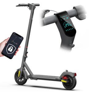 smart electric scooter for adults - max 18.6 mile range and 15.5mph for 350w moter, auto-sensing automatic headlamps,headlight & taillight foldable, cruise control system e scooter - a5004