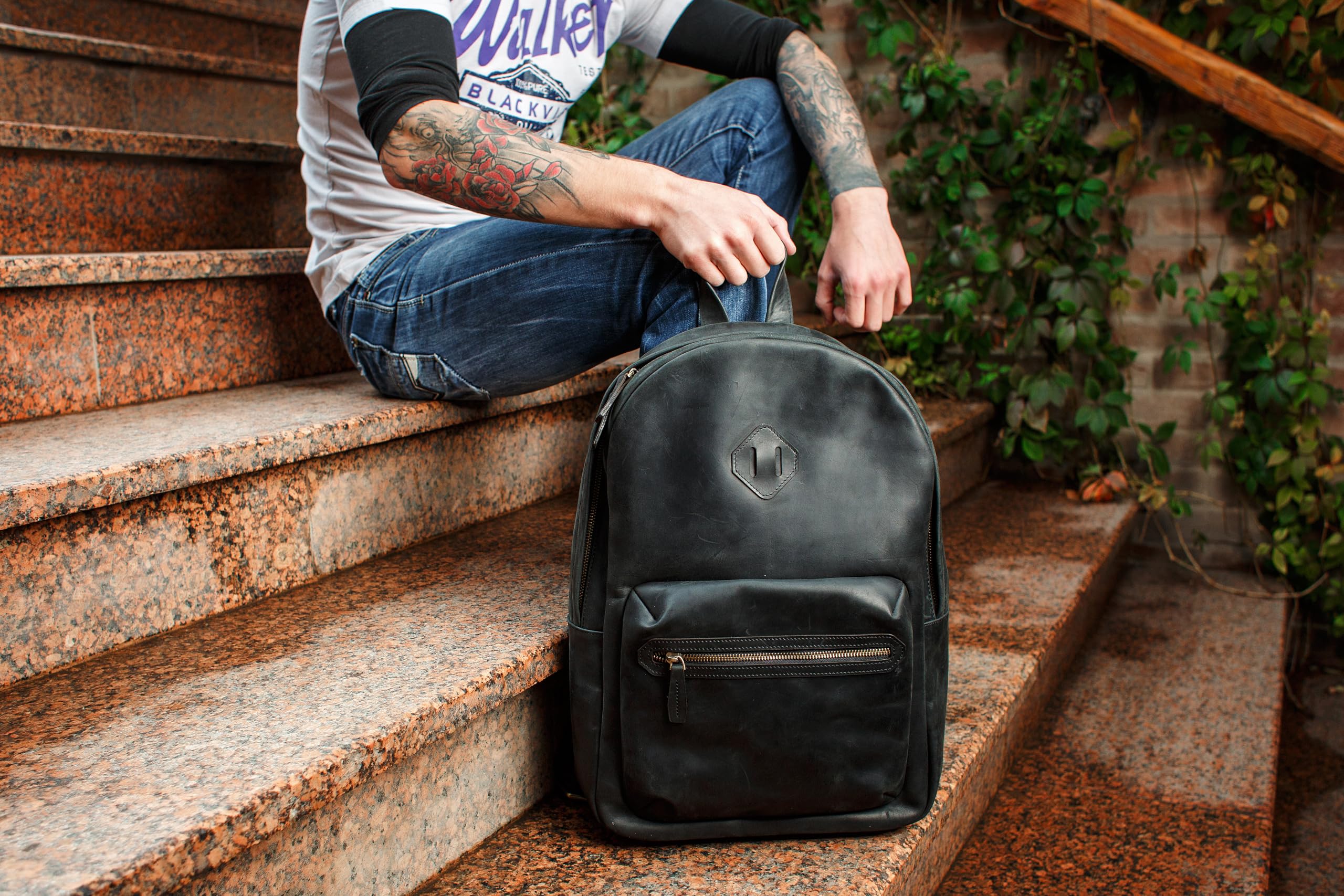 olpr. Leather Backpack (Black)