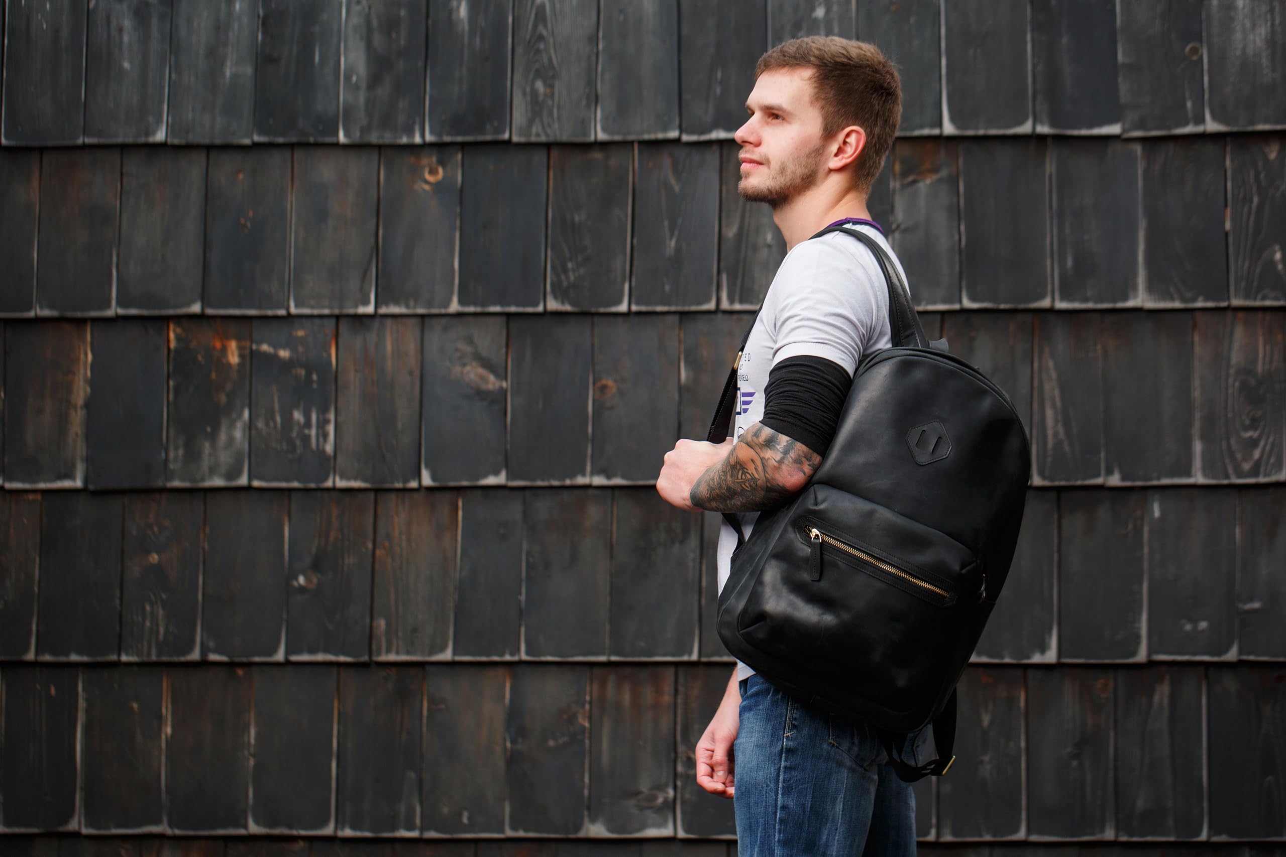 olpr. Leather Backpack (Black)